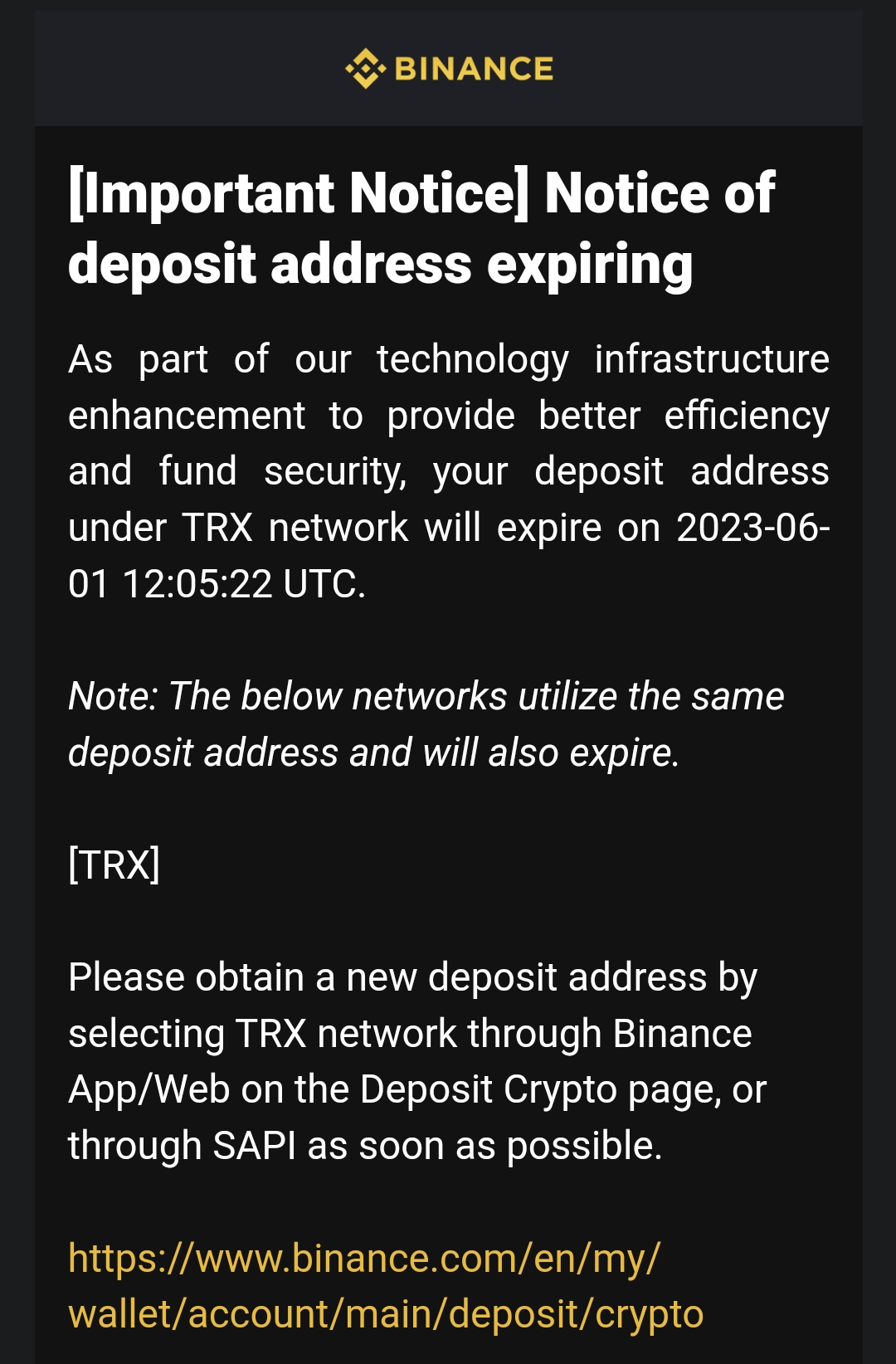 레알주의) 바이낸스 트론도 주소 바꾸네요 - Cobak Coin Community, Cryptocurr...